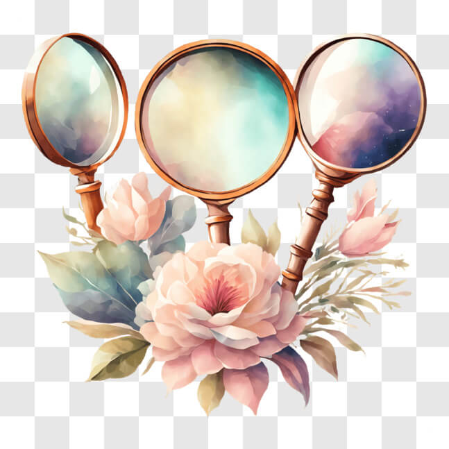 Download Magnifying Glasses with Flowers - Nature Inspired Design PNGs ...