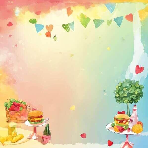 Download Food Background with Burgers, Sandwiches, Fruits, and Flowers ...
