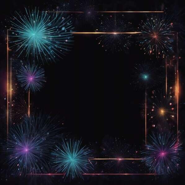 Download Colorful Fireworks Square Frame on Black Background ...