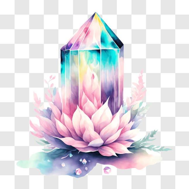 Download Colorful Quartz Crystal with Flowers PNGs Online - Creative ...