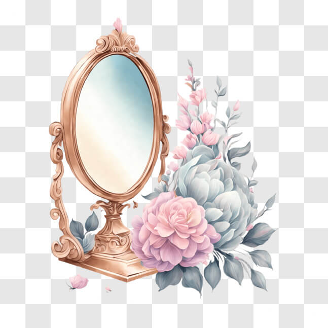 Download Ornate Makeup Mirror with Pink and White Flowers PNGs Online ...