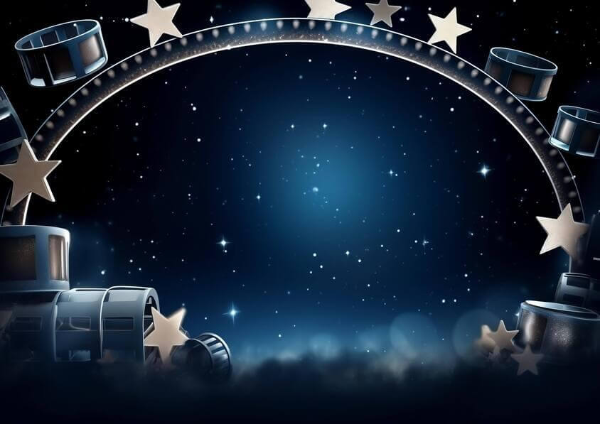Download Starry Night Sky with Film Reels and Movie Posters Backgrounds ...