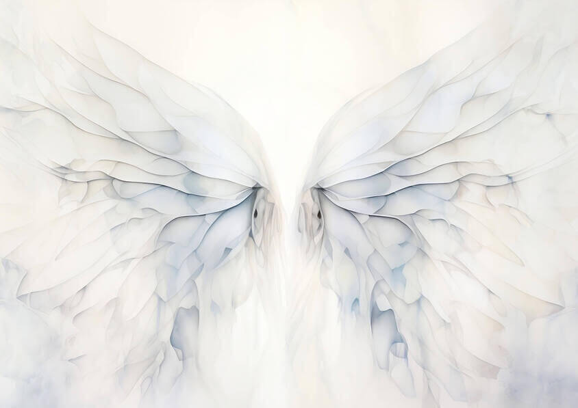 Download White Angel Wings Floating in Air on White Background ...