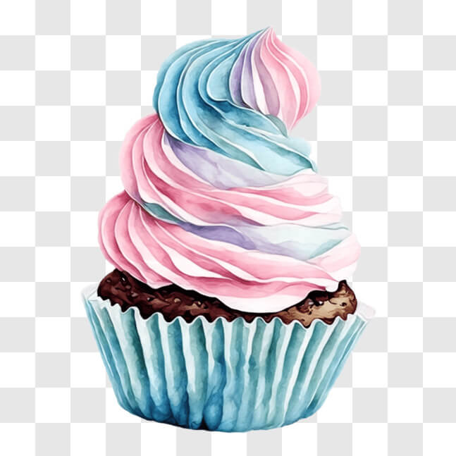 Download Abstract Cupcake with Pink, Blue, and White Frosting on Black ...