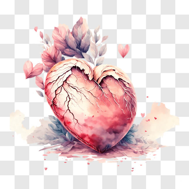 Descarga Corazón roto con flores y hojas PNGs En Línea - Creative Fabrica