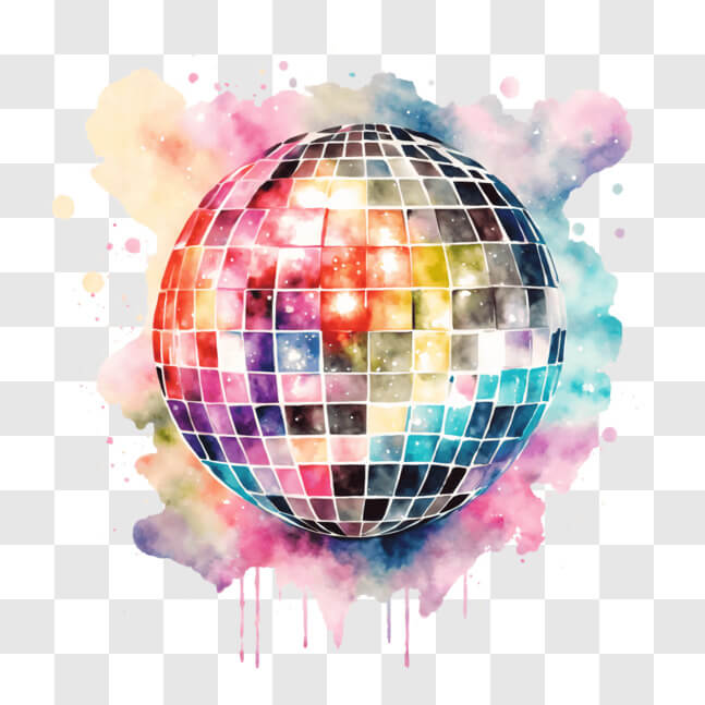 Download Colorful Disco Ball with Watercolor Splashes PNGs Online ...