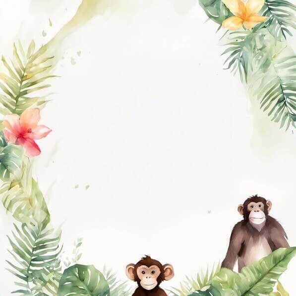 Download Watercolor painting of monkeys in the jungle Backgrounds ...
