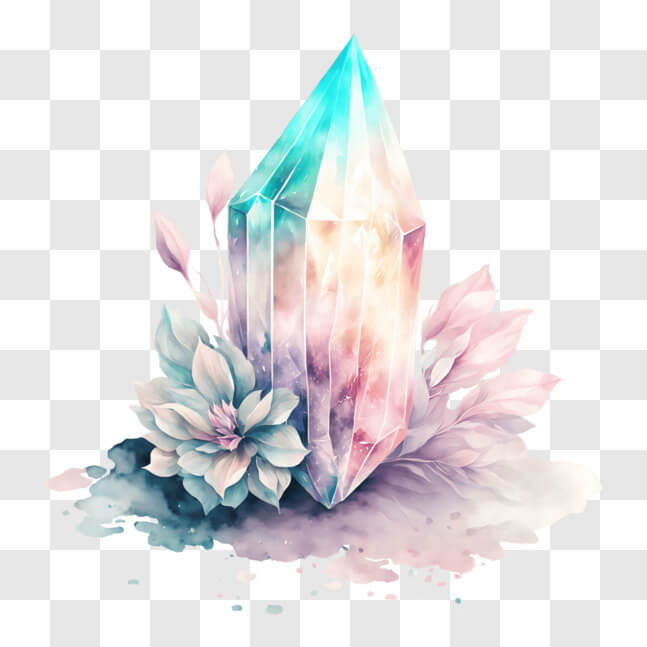 Download Colorful Crystal with Flowers and Leaves PNGs Online ...