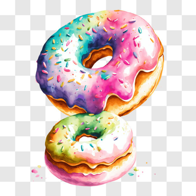 Download Colorful Stacked Doughnuts with Rainbow Sprinkles PNGs Online ...