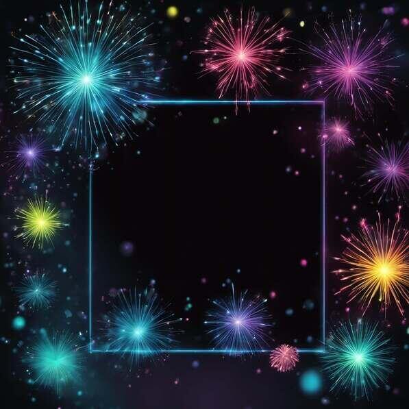 Download Colorful Fireworks Frame on Black Background Backgrounds ...