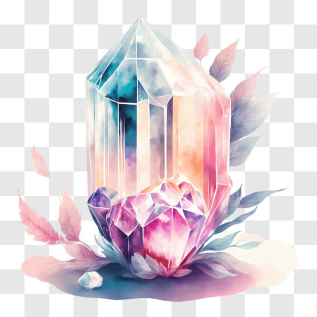 Download Colorful Crystal with Leaves and Flowers PNGs Online ...