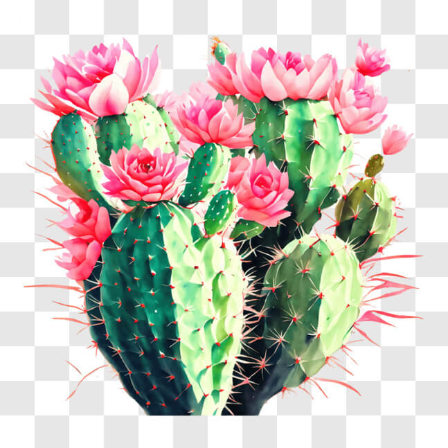 Download Pink Cactus Plants Painting with Bees PNGs Online - Creative ...