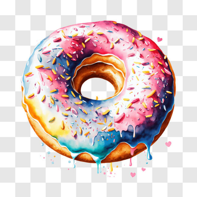 Download Colorful Doughnut with Sprinkles and Hearts PNGs Online ...
