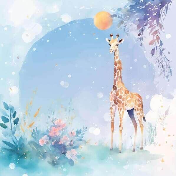 Download Watercolor Painting of Giraffe in Forest Backgrounds Online ...