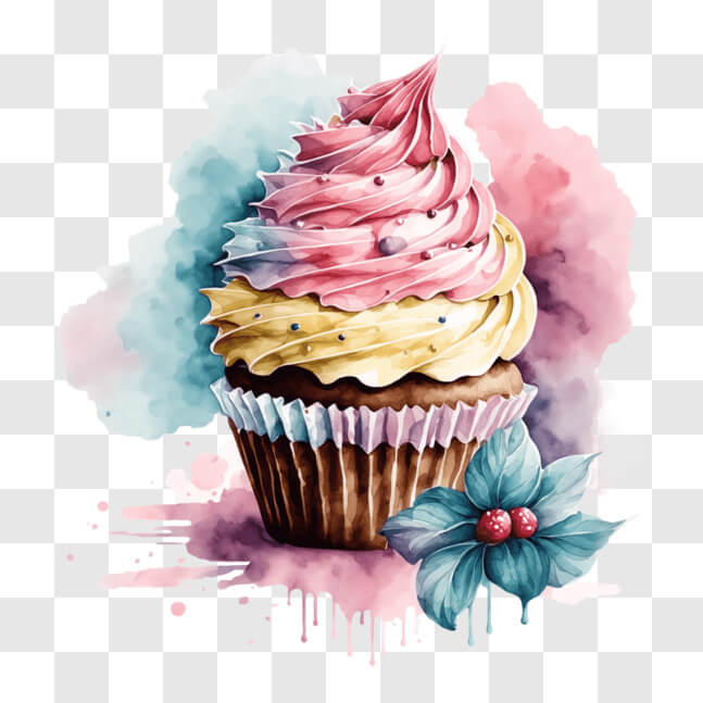 Download Abstract Watercolor Cupcake Artwork PNGs Online - Creative Fabrica