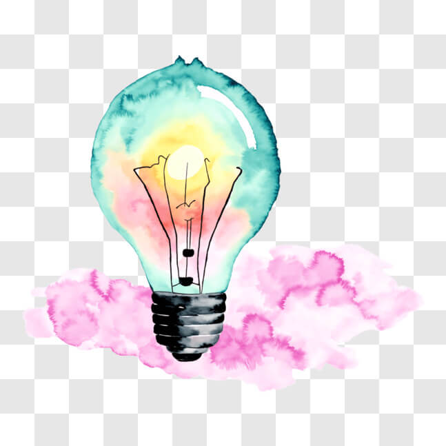 Download Floating Light Bulb Concept on Clouds PNGs Online - Creative ...
