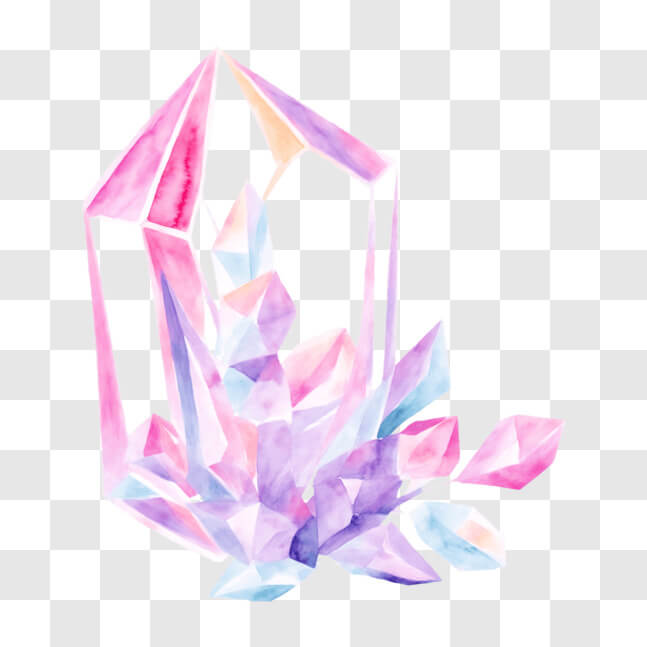Download Watercolor Crystal Illustration with Pink, Purple, and Blue ...