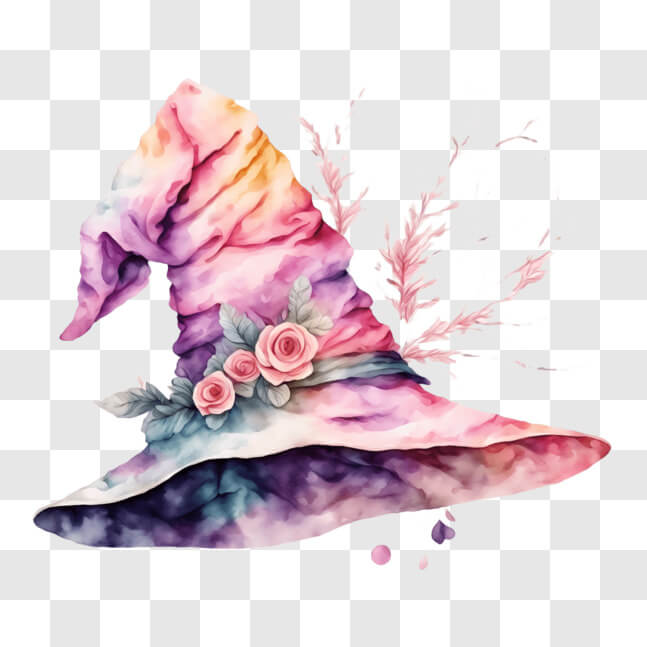 Download Colorful Witch's Hat with Flowers, Leaves, and Branches PNGs ...