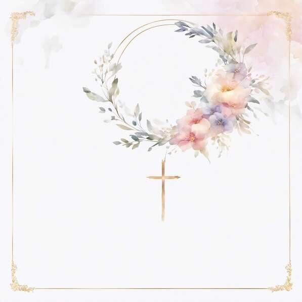 Download Religious Watercolor Background with Cross and Floral Wreath ...