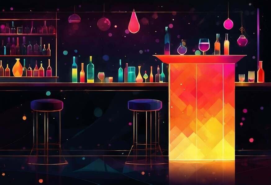 Download Abstract Bar with Neon Lights and Painting Backgrounds Online ...