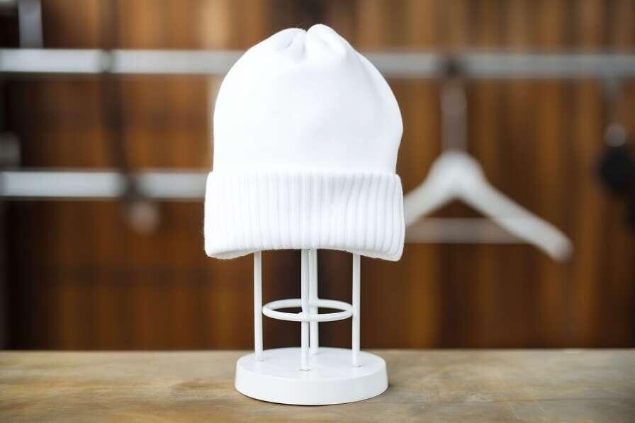 Download White Knitted Beanie Hat on Stand Mockups Online - Creative ...