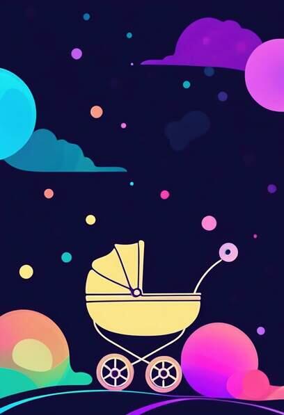 Download Yellow Stroller with Colorful Clouds Background Backgrounds ...