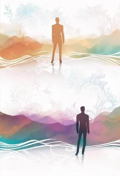 Download Man standing in front of abstract backgrounds: beach and ...