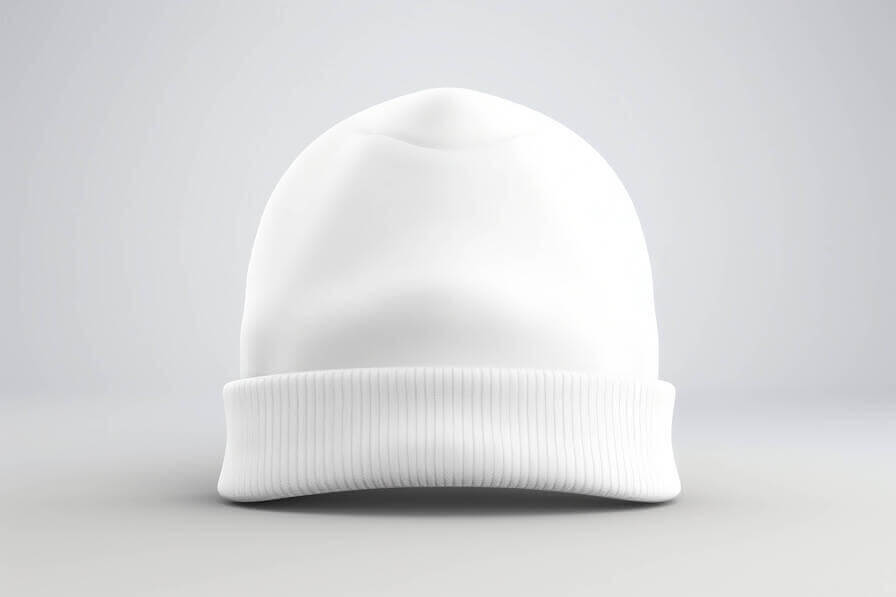 Download White Knitted Beanie Hat on Grey Background Mockups Online ...