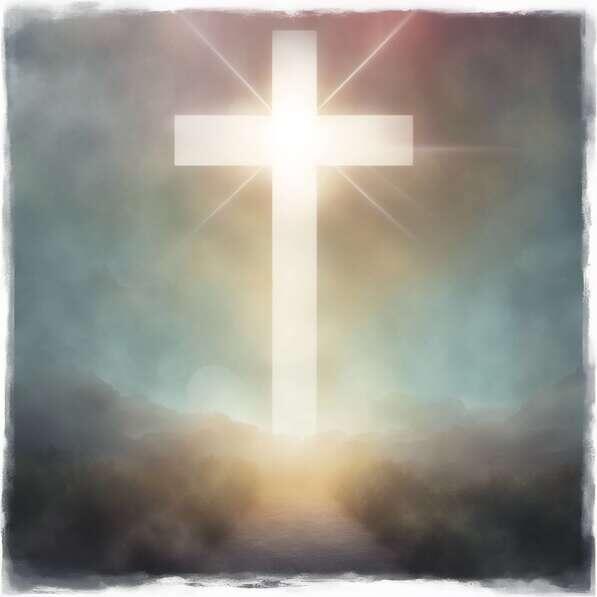 Download Bright Cross in Open Field with Clouds and Mountains ...