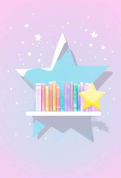 Download Star-shaped Shelf with Books and Stars Backgrounds Online ...