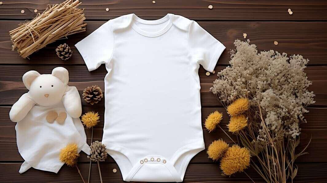 Download White Baby Bodysuit with Teddy Bears and Flowers Mockups ...