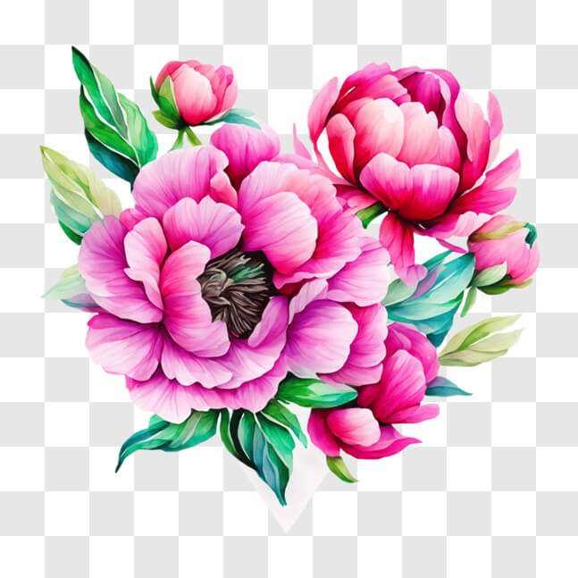 Download Pink Peonies Heart-shaped Arrangement PNGs Online - Creative ...