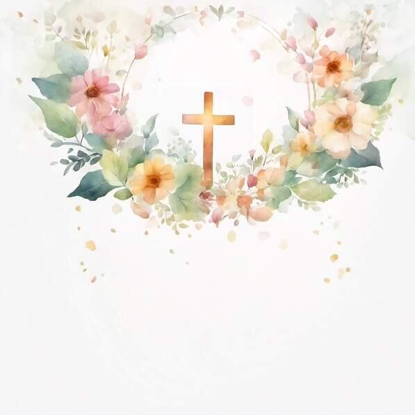 Download Religious Watercolor Background with Cross and Flowers ...