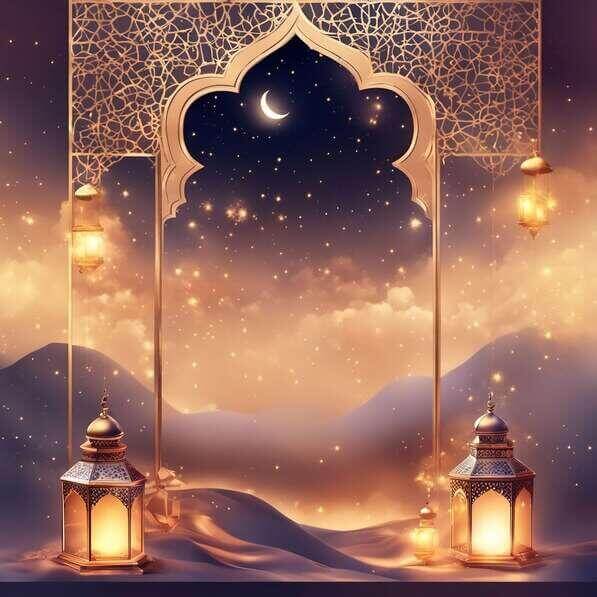 Download Eid al-Fitr Festival Decorations with Archway and Crescent ...