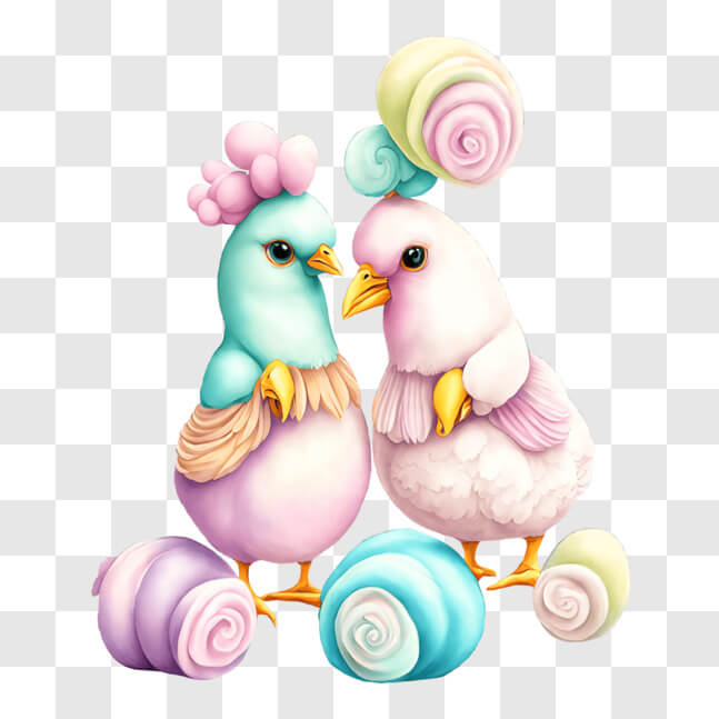 Download Colorful Chickens with Lollipops PNGs Online - Creative Fabrica