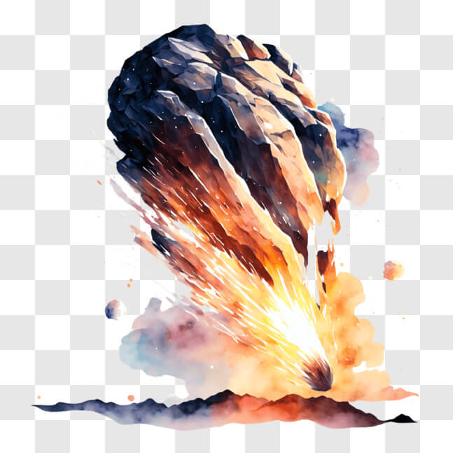 Download Exploding Meteorite Illustration with Planets PNGs Online ...