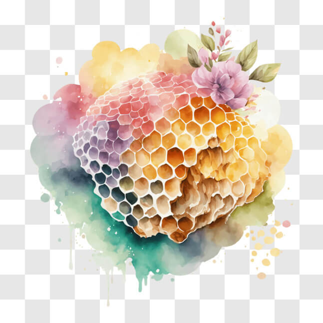 Download Colorful Watercolor Honeycomb on Abstract Black Background ...