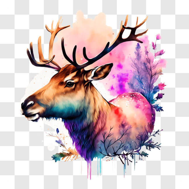 Scarica Testa di cervo colorata con corna in stile arte astratta PNGs ...