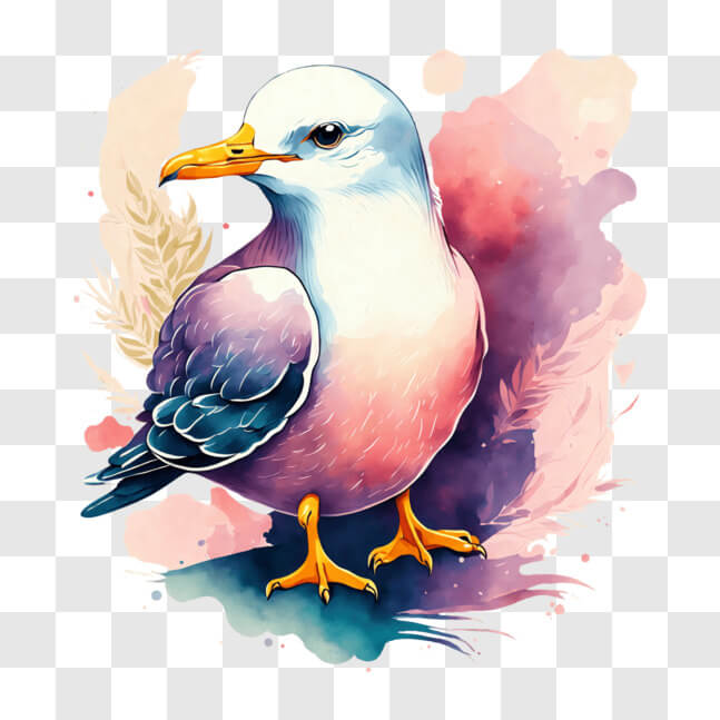 Download White and Pink Seagull Standing in Front of Colorful Paint ...