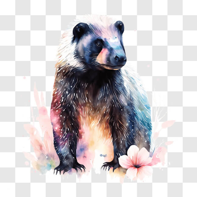Download Colorful Badger and Flowers Artwork PNGs Online - Creative Fabrica