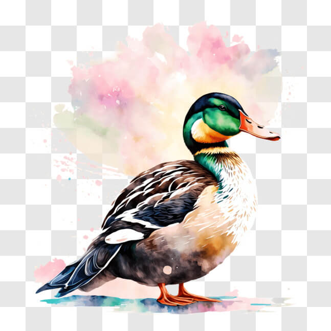Download Colorful Duck on Abstract Watercolor Background PNGs Online ...