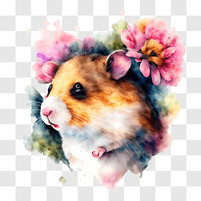 Descarga Lindo hámster con flores en la cabeza PNGs En Línea - Creative ...