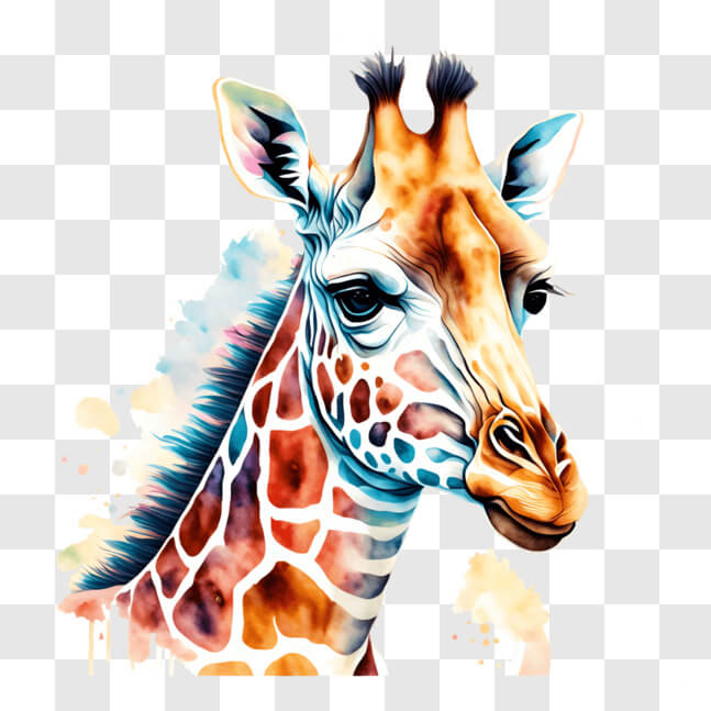 Download Colorful Giraffe Head with Paint Splashes PNGs Online ...