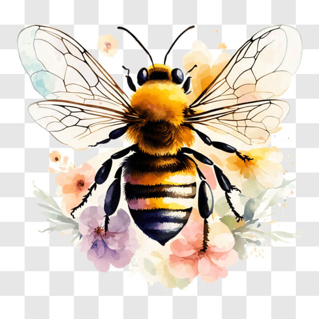 Download Watercolor Bee Painting PNGs Online - Creative Fabrica