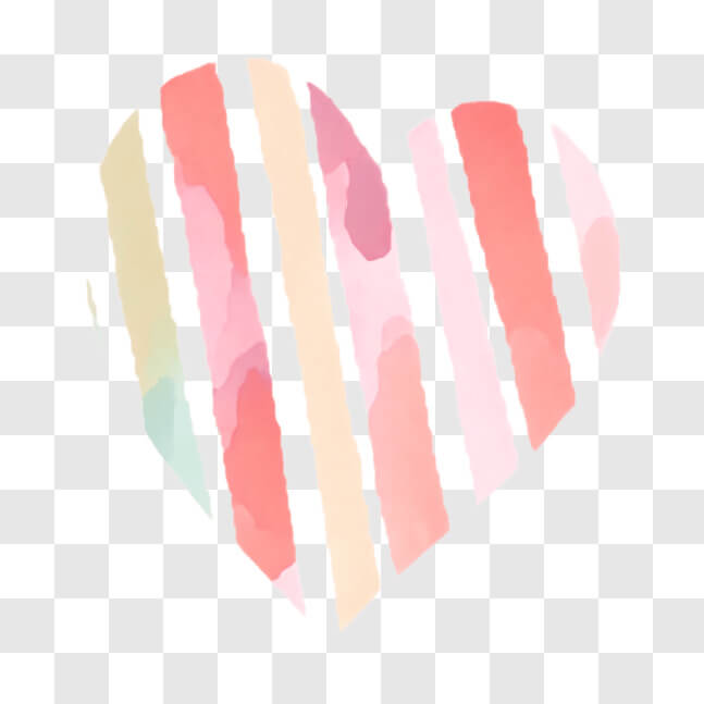 Download Heart-shaped Painting with Colorful Stripes PNGs Online ...