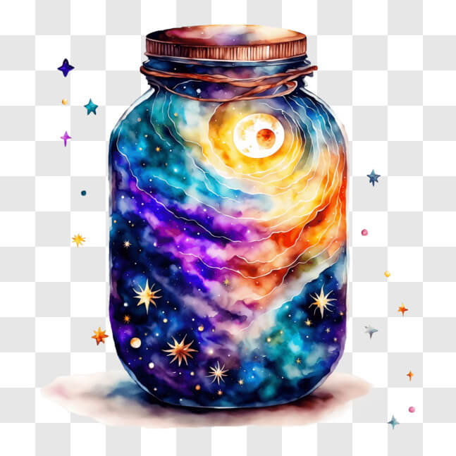 Download Colorful Jar Filled with Celestial Objects PNGs Online ...