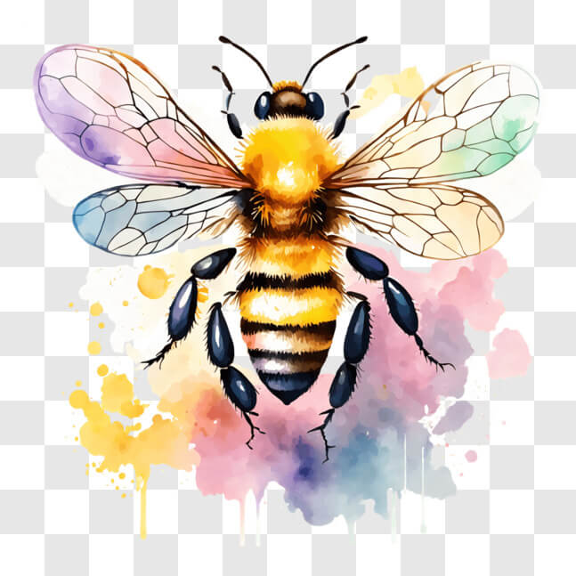 Download Colorful Watercolor Bee Illustration PNGs Online - Creative ...