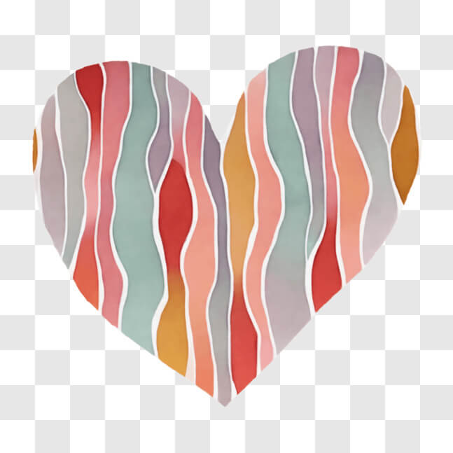Download Abstract Heart-shaped Painting with Multicolored Stripes PNGs ...