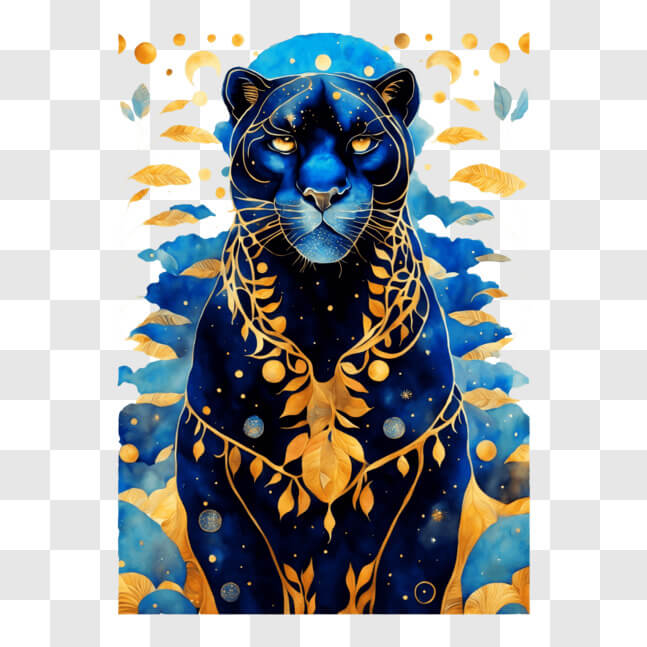 Download Black Panther Artwork with Moon and Stars Background PNGs ...