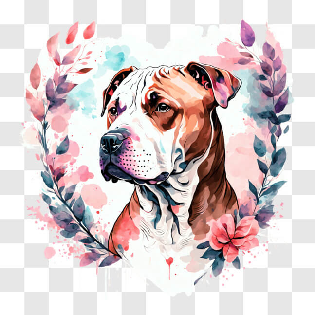 Download Abstract Watercolor Dog Head Artwork with Floral Elements PNGs ...